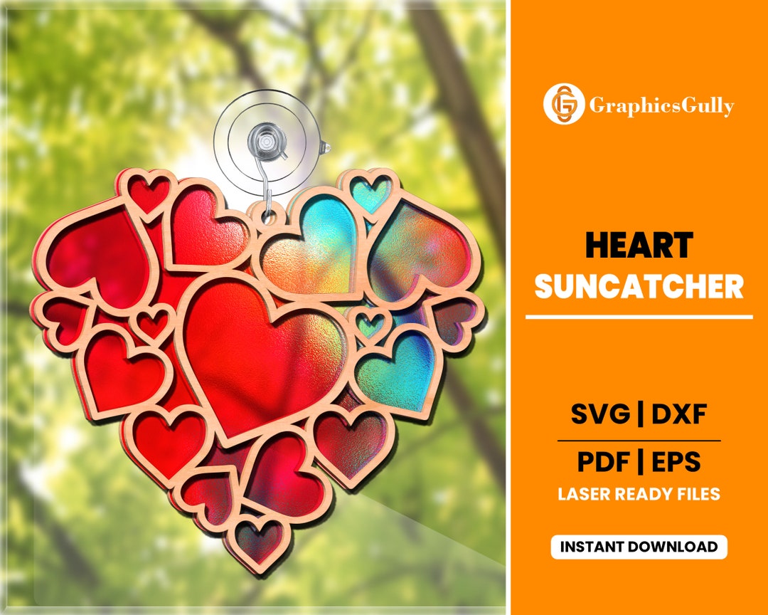 Hearts Suncatcher Laser Cut Acrylic Suncatcher Ornament for Decor ...