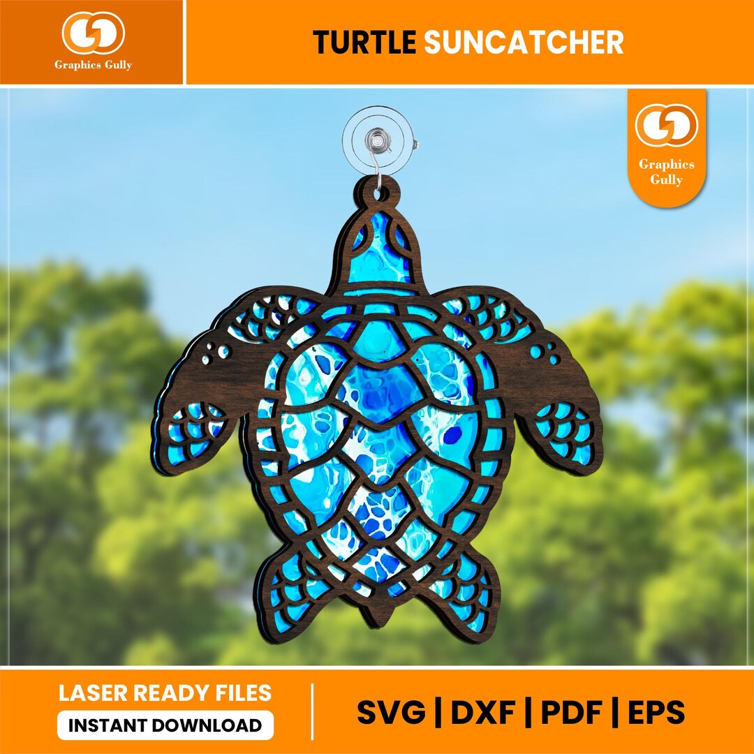 Sea Turtle Suncatcher Svg | Turtle Laser Sun Catcher File | Window ...