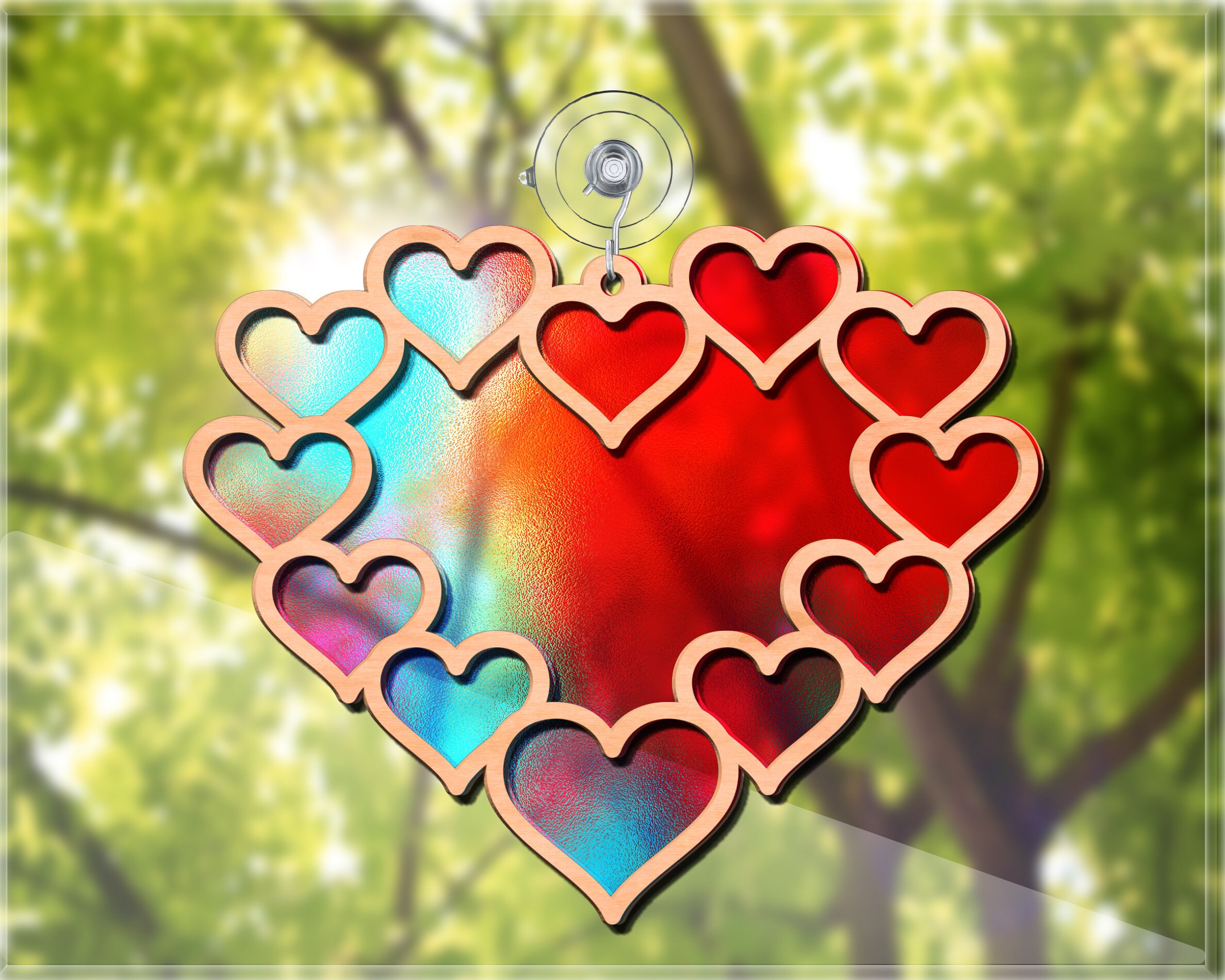 Hearts Suncatcher Laser Cut Acrylic Suncatcher Ornament for Decor ...