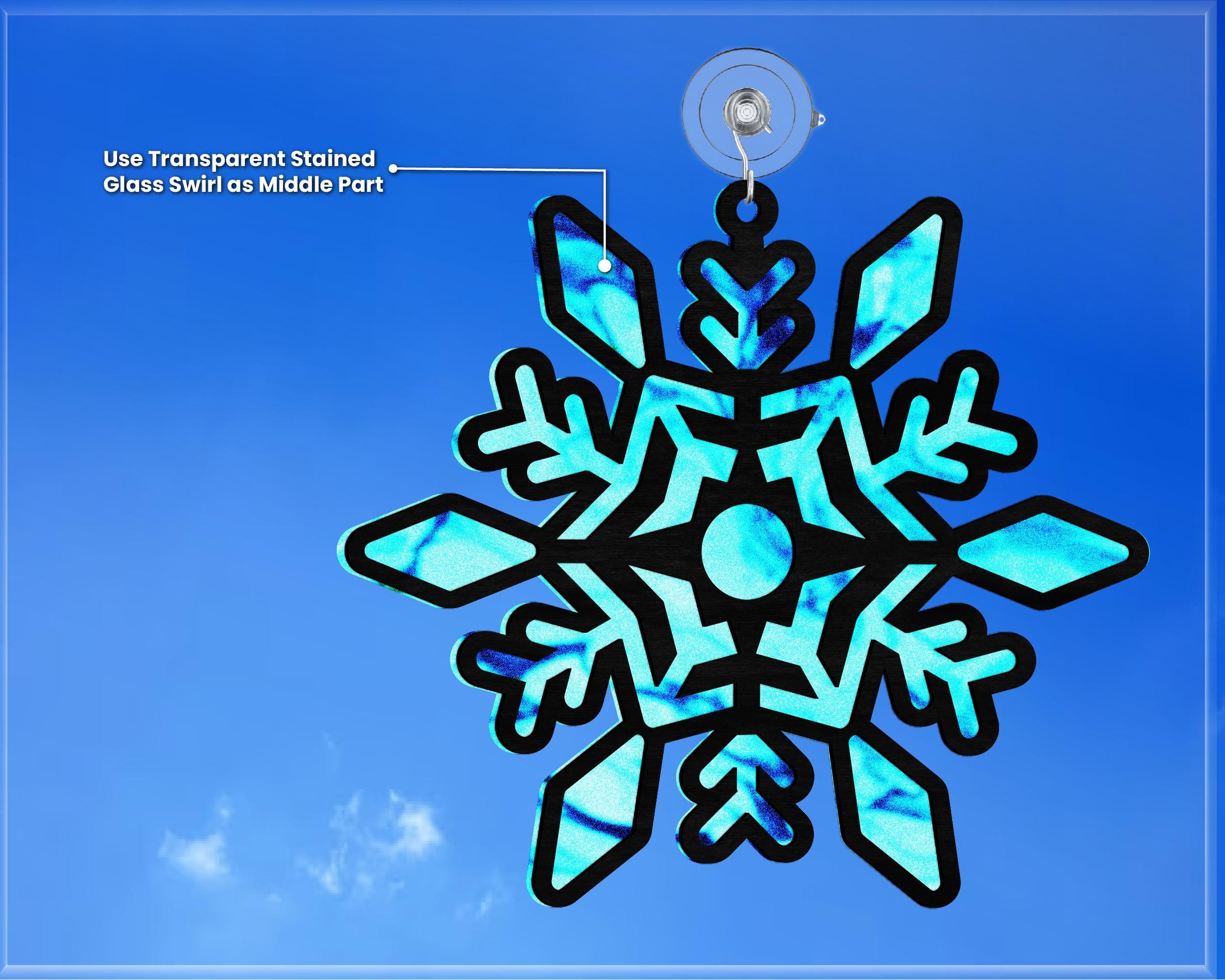 Snowflake Suncatcher Svg - Part 2 | Winter Laser Ornament Suncatcher ...