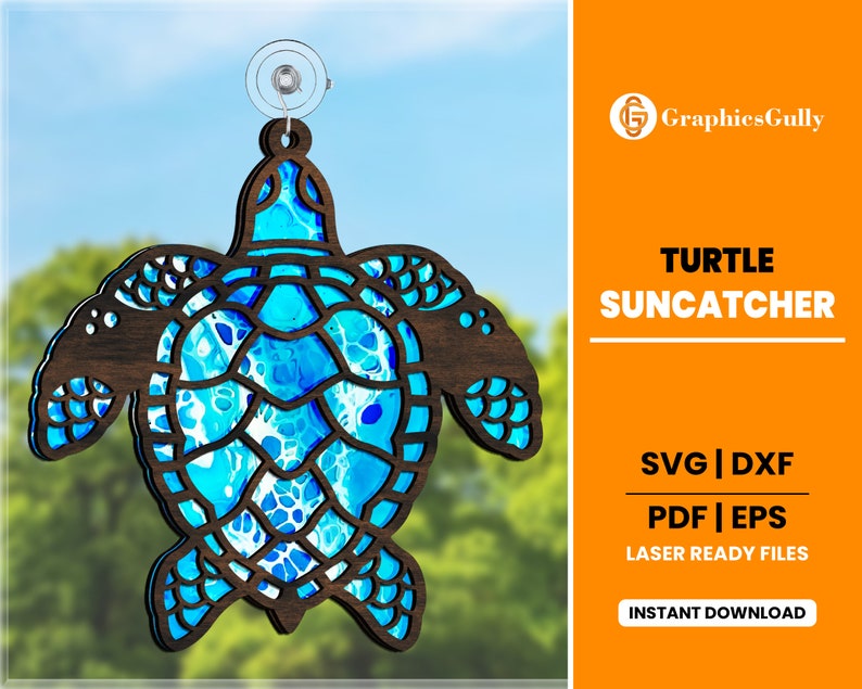 Sea Turtle Suncatcher Svg Turtle Laser Sun Catcher File Window ...