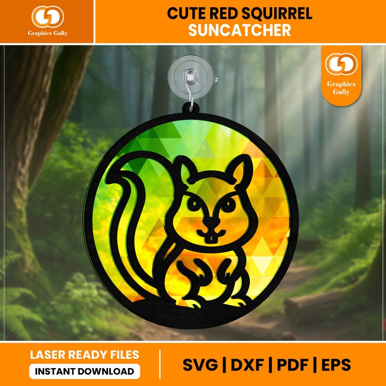 Cute Baby Red Squirrel Suncatcher Svg | Woodland Animal Svg | Garden ...