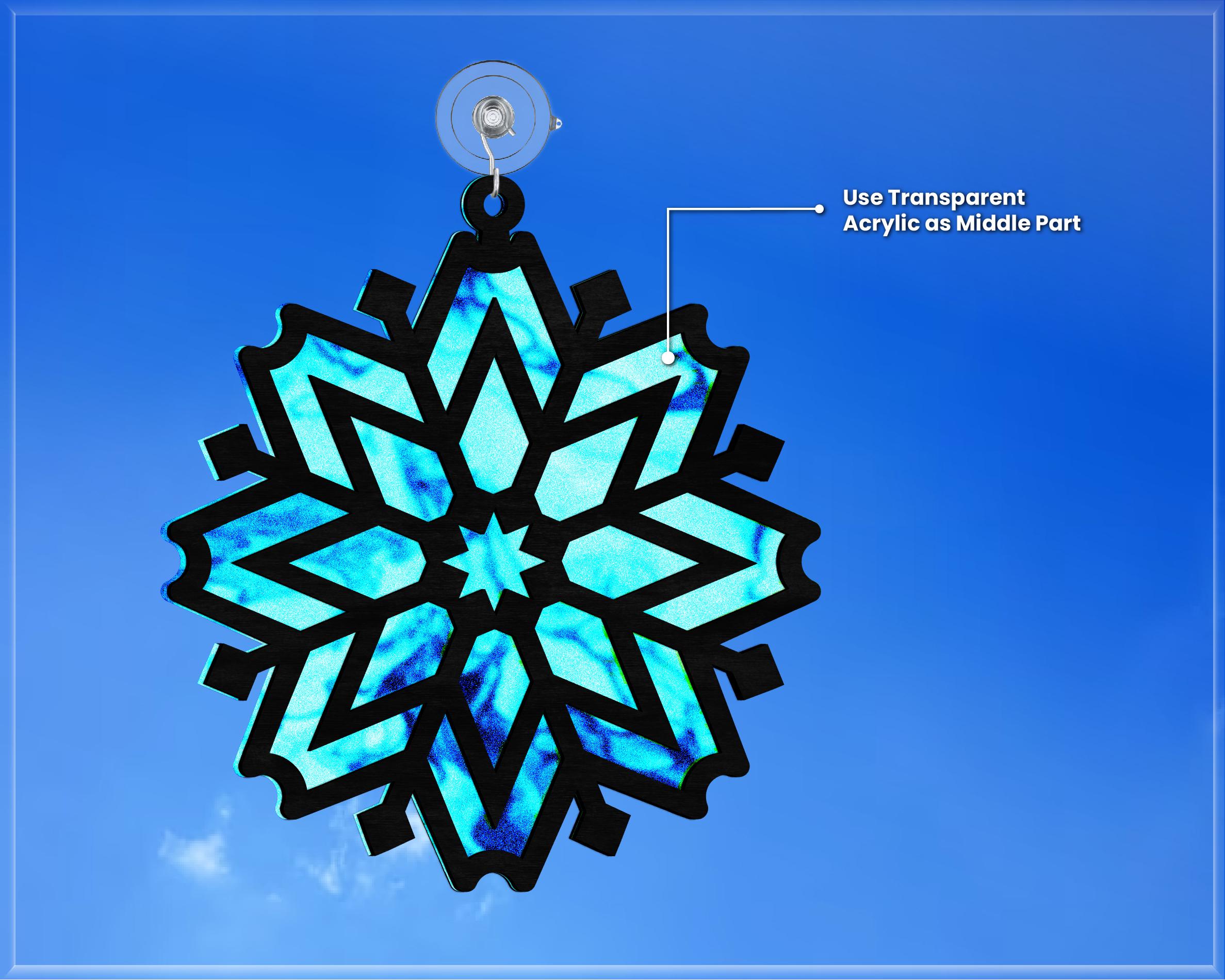 Snowflake Suncatcher Svg - Part 2 | Winter Laser Ornament Suncatcher ...