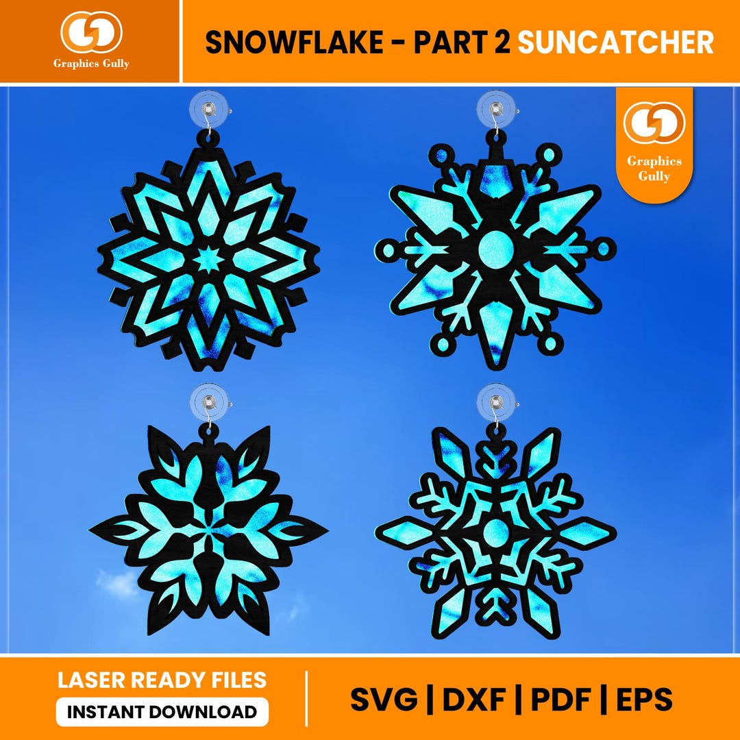 Snowflake Suncatcher Svg - Part 2 | Winter Laser Ornament Suncatcher ...
