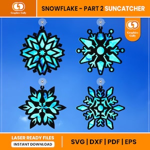 Snowflake Suncatcher Svg - Part 2 | Winter Laser Ornament Suncatcher ...