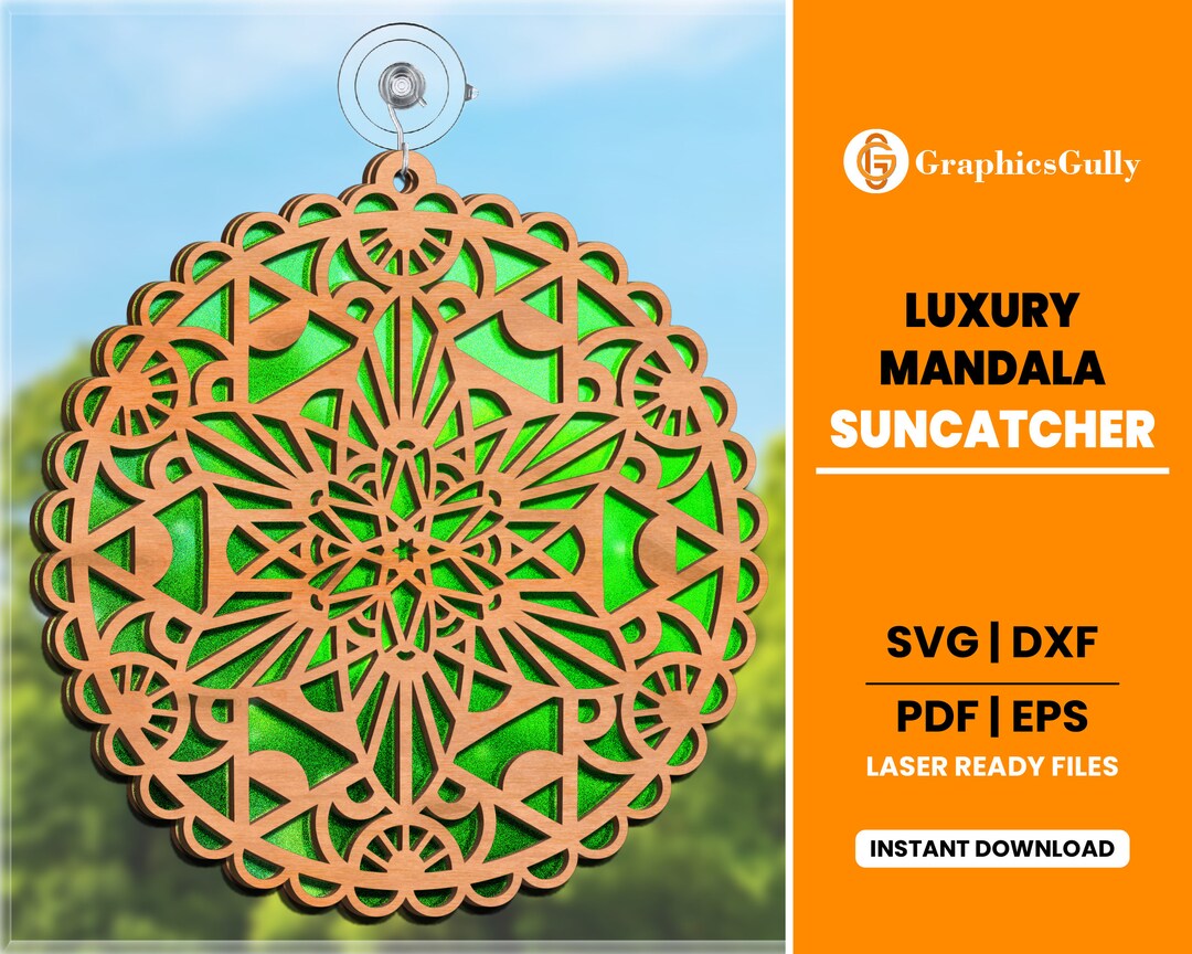 Luxury Mandala Suncatcher Svg Round Geometric Acrylic - Etsy