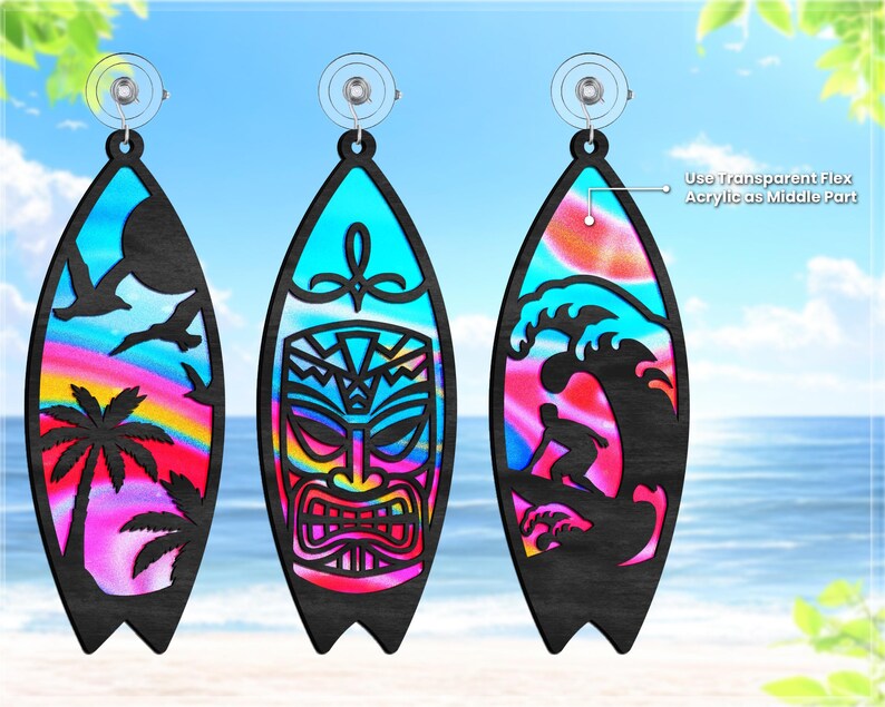 Beach Surfboards Suncatcher - 2 | Surfboard Laser Cut Sun Catcher File ...