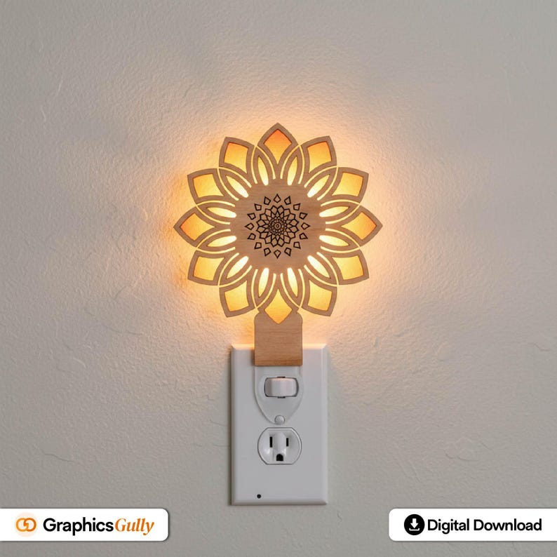 Sunflower Night Light Svg | Floral Laser Cut Lamp File | Glowforge ...
