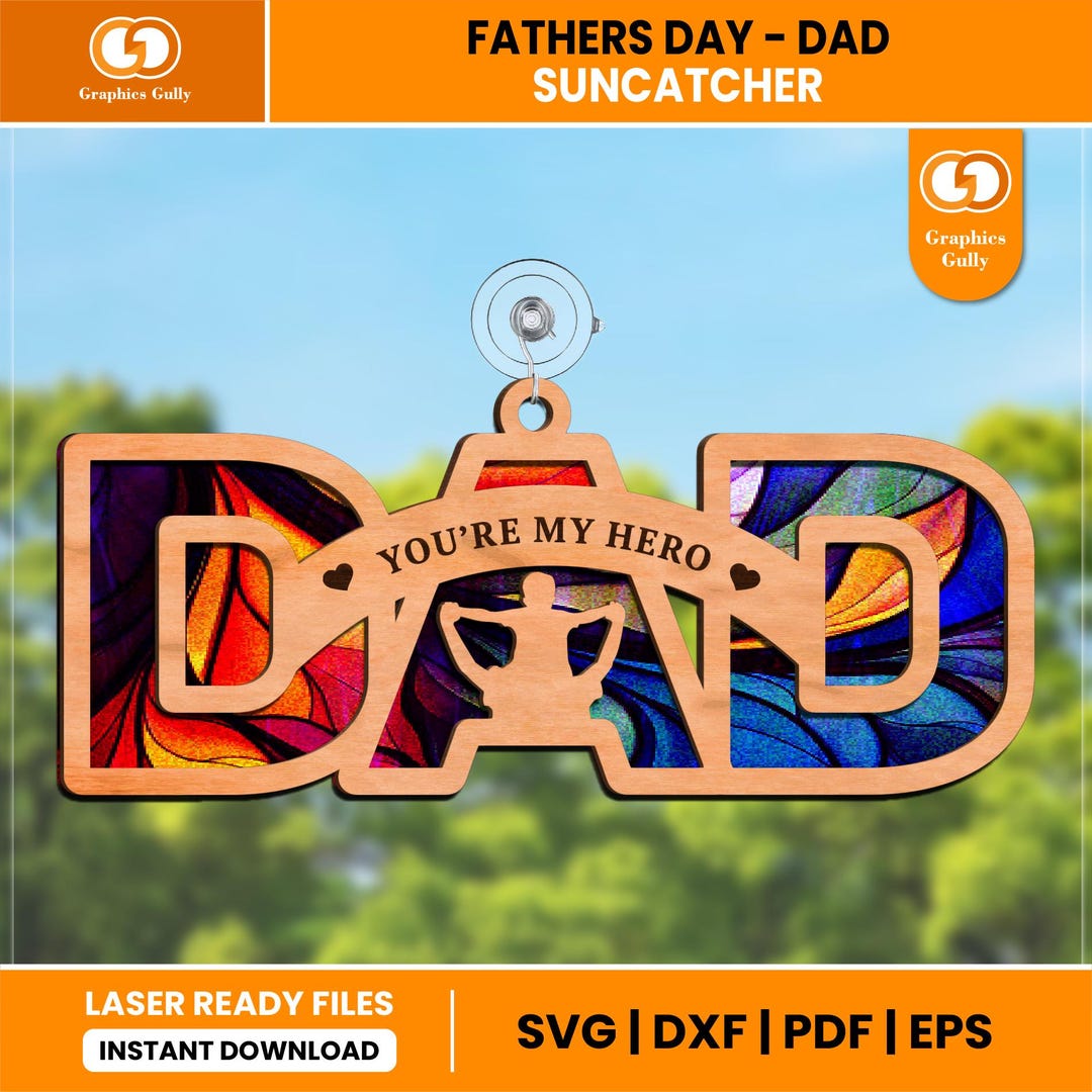 Fathers Day - DAD Suncatcher Svg | Dad Laser Engraving Ornament Files ...