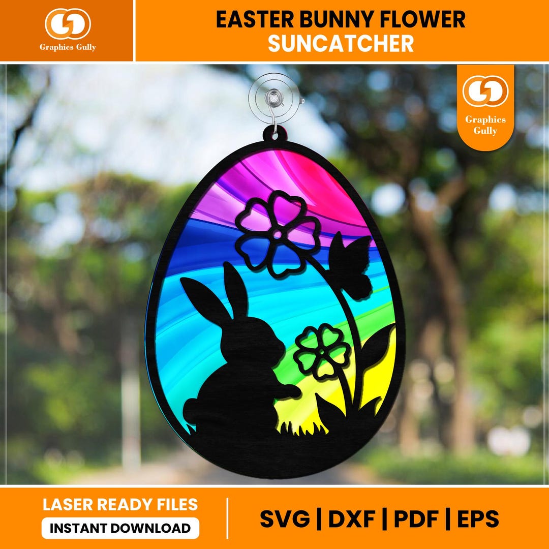 Easter Egg Bunny Flower Suncatcher | Sun Catcher Window, Garden ...