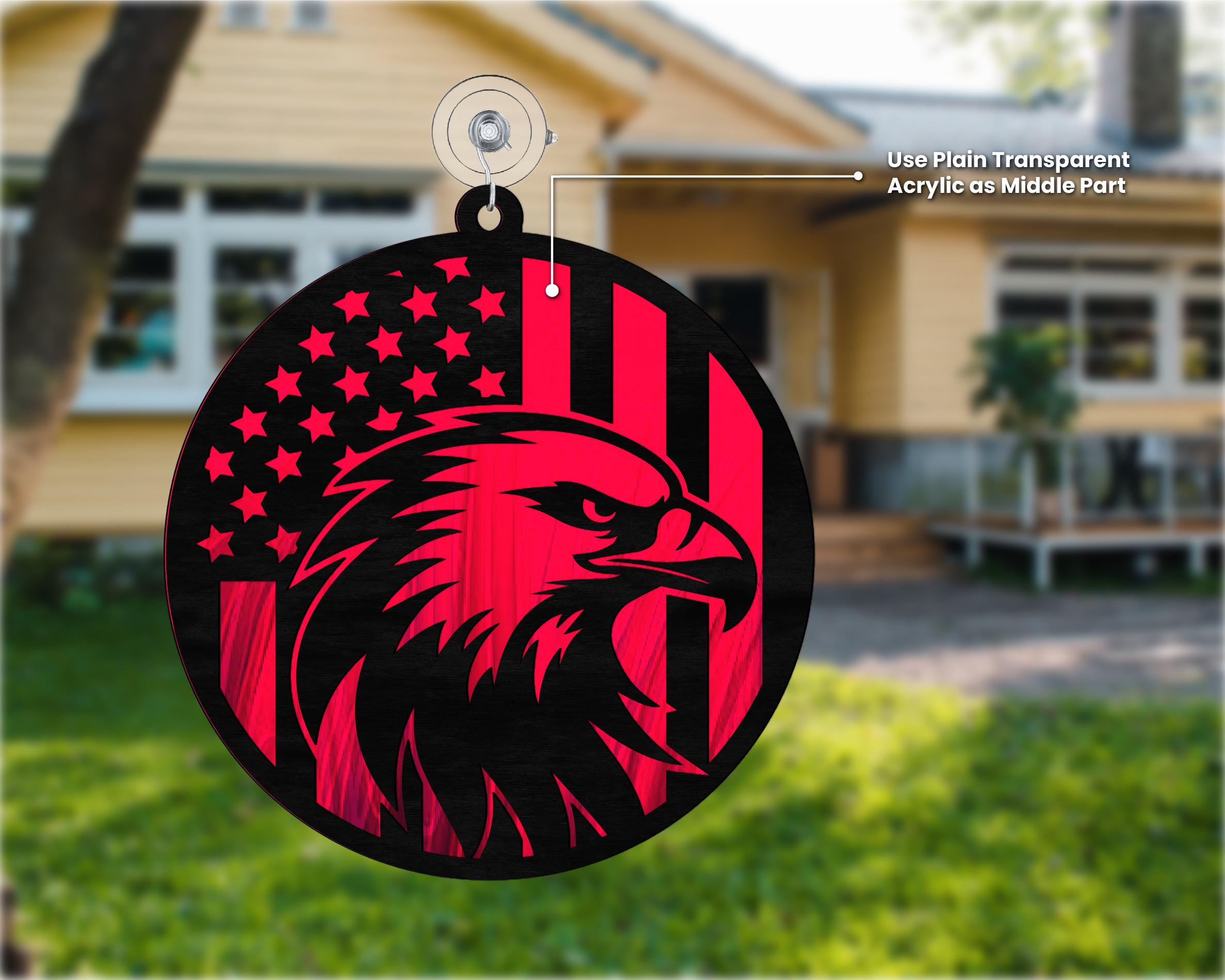 Eagle US Flag Suncatcher | Eagle Round Shaped Wall Art, Window Ornament ...