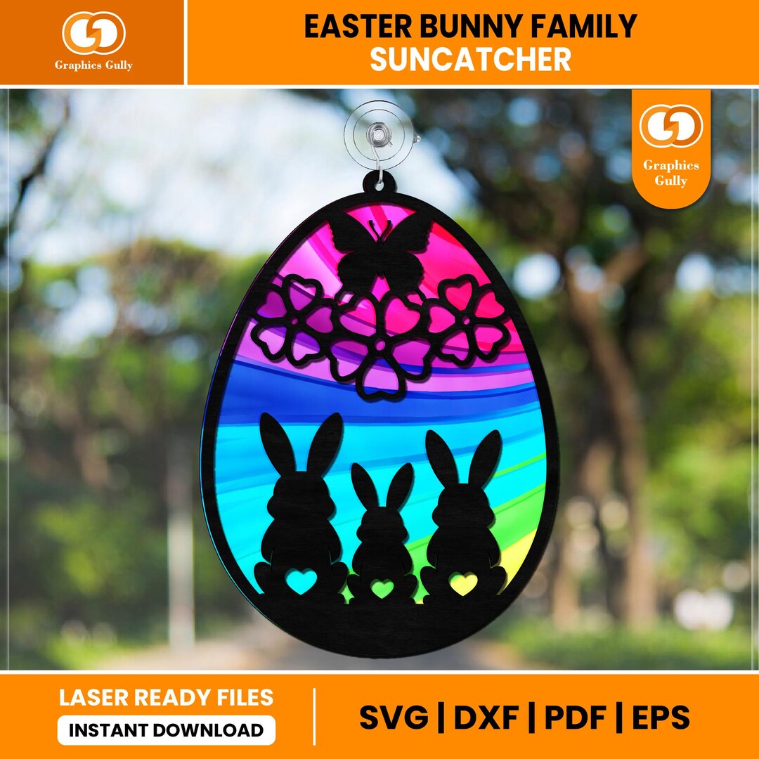 Easter Egg Bunny Family Suncatcher | Sun Catcher Window, Garden ...