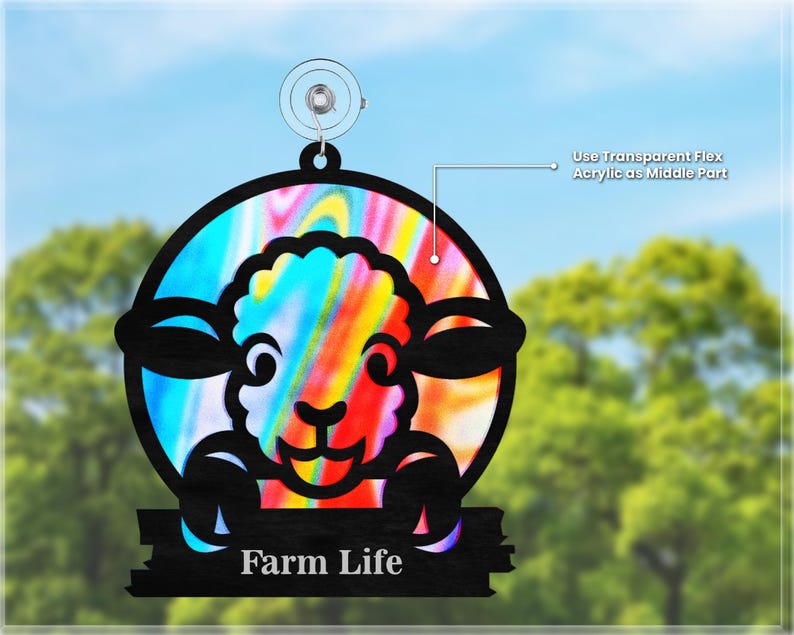 Peeking Lamb Suncatcher SVG | Laser Cut Farm Animal Ornament (digital ...