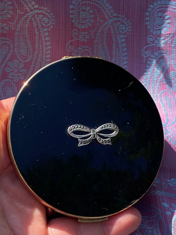 Vintage Stratton, 1960s powder, compact, black enamel… - Gem