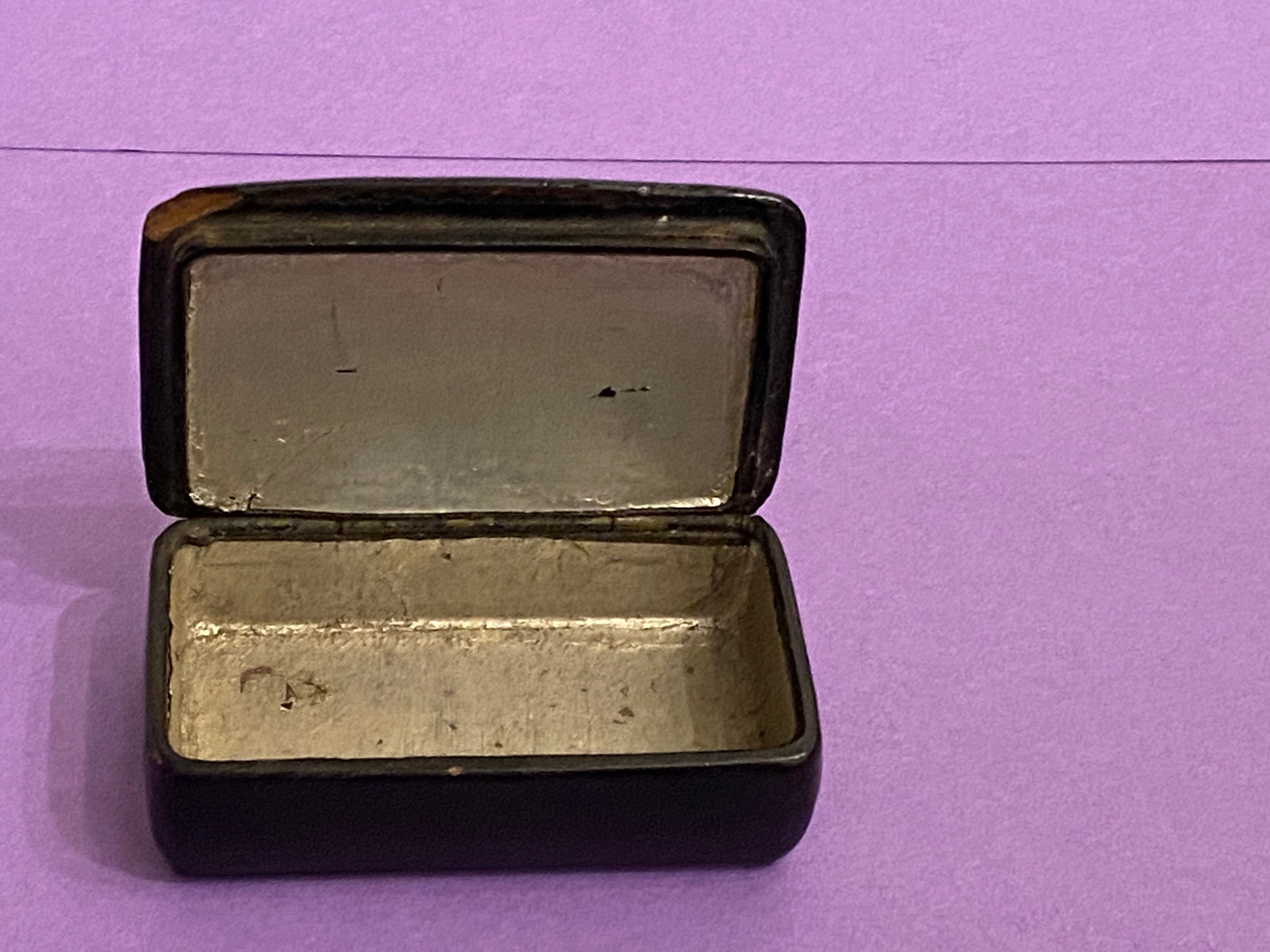 Antique Pretty 1800s Papier-mâché Snuff or Pill Box Inlaid - Etsy