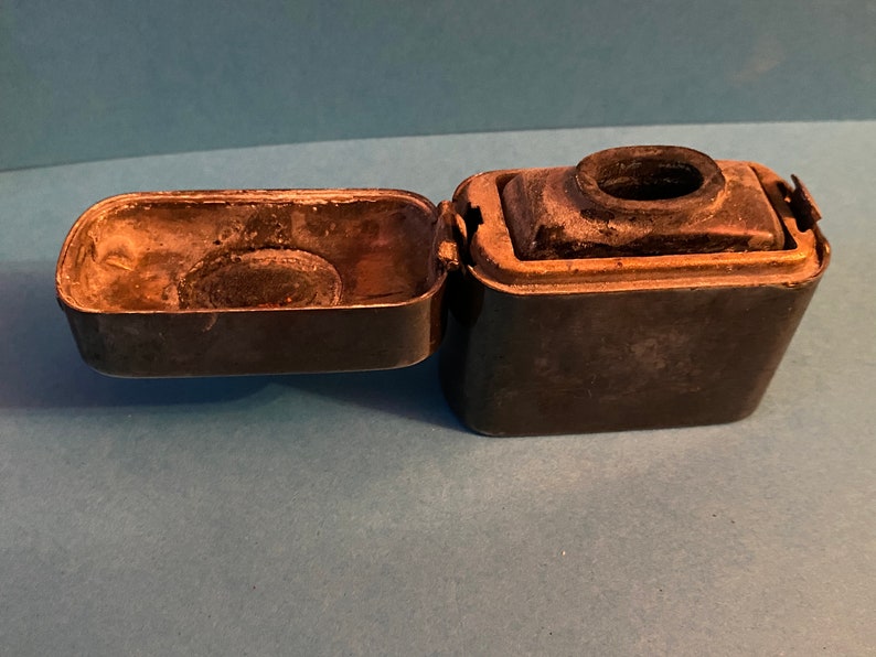Boer War Metal Lighter Shaped Travelling Inkwell With Glass Insert, in ...