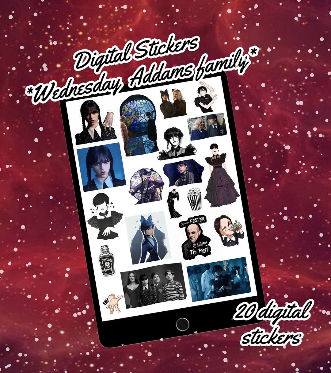 Wednesday Addams Goodnotes Stickers • Digital • Magic Stickers • Addams ...