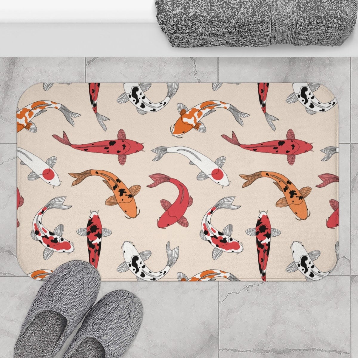 Koi Fish Bath Mat Japan Fishes Bathroom Décor Housewarming - Etsy