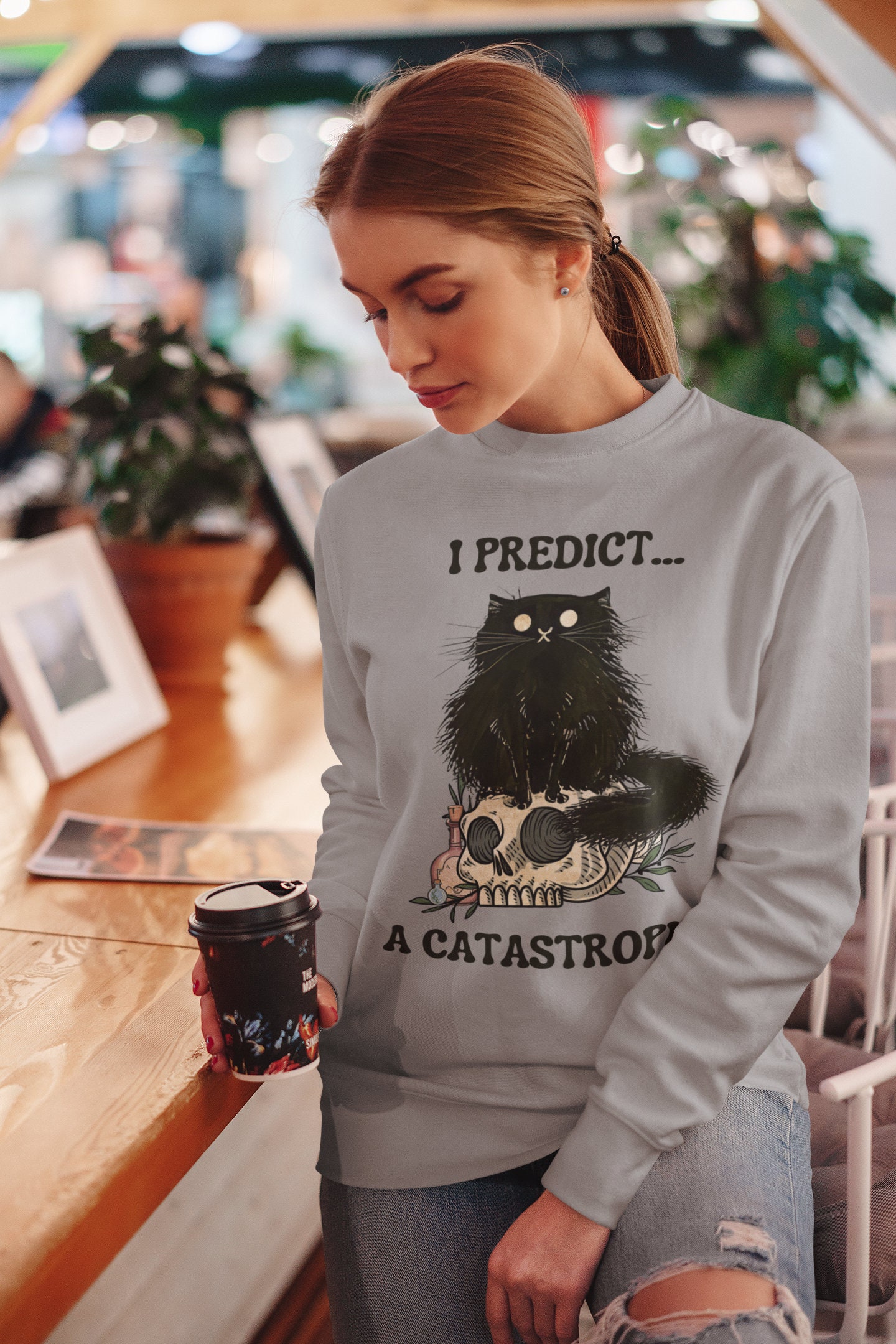 Unisex, Black Cat, Catastrophe, Cat Pun Sweatshirt, Witchy Hoodie - Etsy