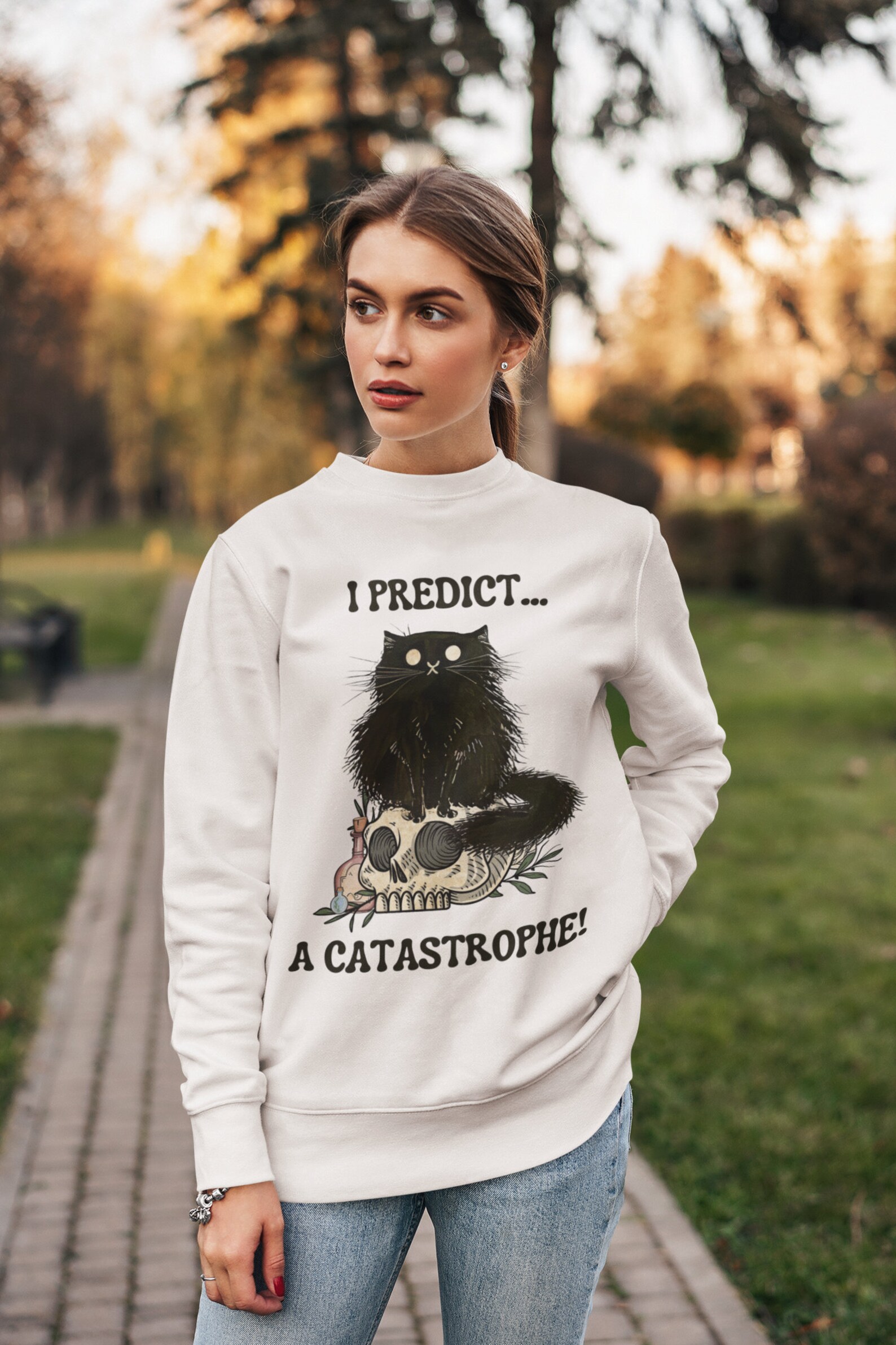 Unisex, Black Cat, Catastrophe, Cat Pun Sweatshirt, Witchy Hoodie - Etsy