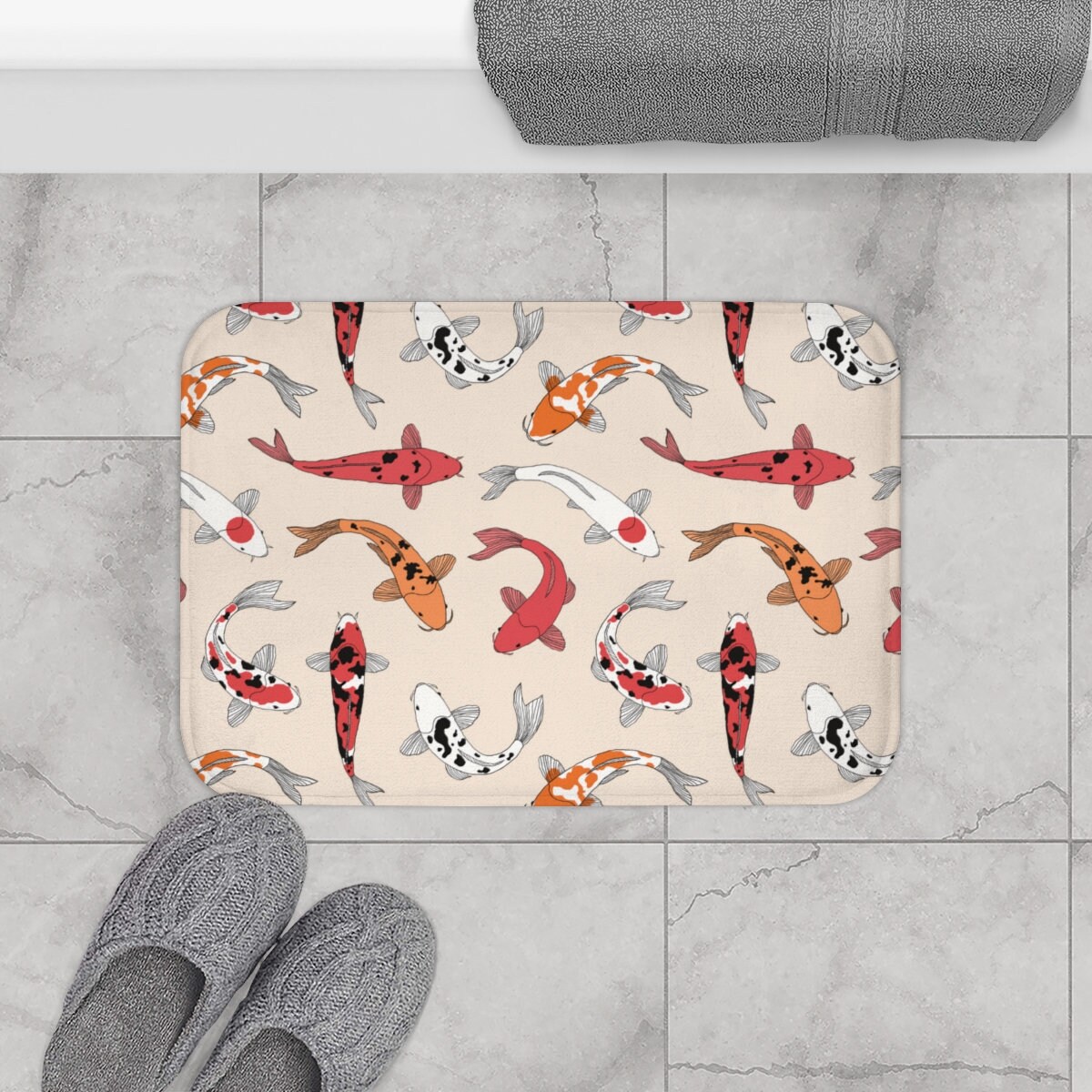 Koi Fish Bath Mat, Japan Fishes, Bathroom Décor, Housewarming Gift ...