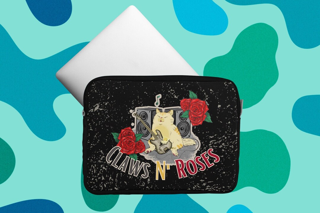 Claws and Roses, Cat Pun Laptop and Tablet Sleeve - Etsy