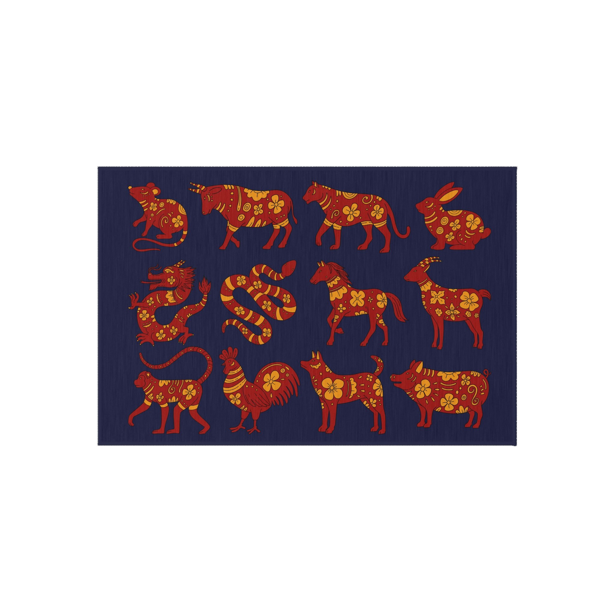 Chinese Zodiac, Chinese New Year, Anti-slip, Indoor Outdoor Rug, Home ...