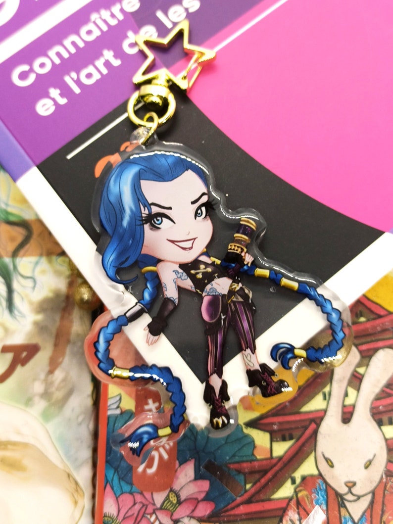 Keychain Jinx ARCANE Chibi Metal Acrylic Plastic Skin League of Legends ...