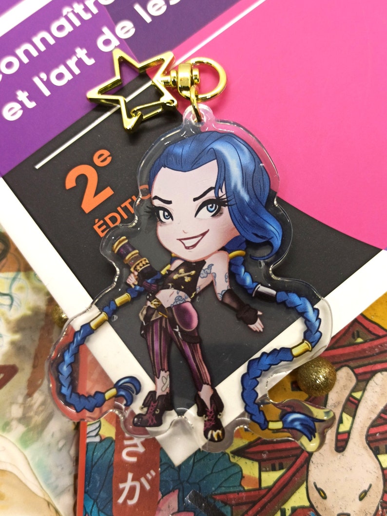 Keychain Jinx ARCANE Chibi Metal Acrylic Plastic Skin League of Legends ...