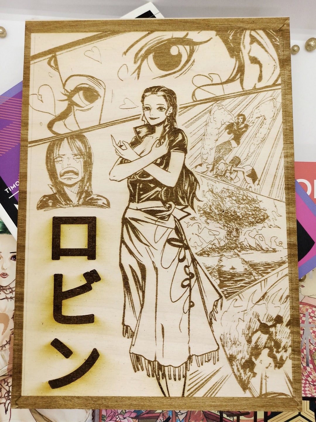 One Piece Robin Pyrography Print on Wood A4 Burnt 100% Work Timeskip ...