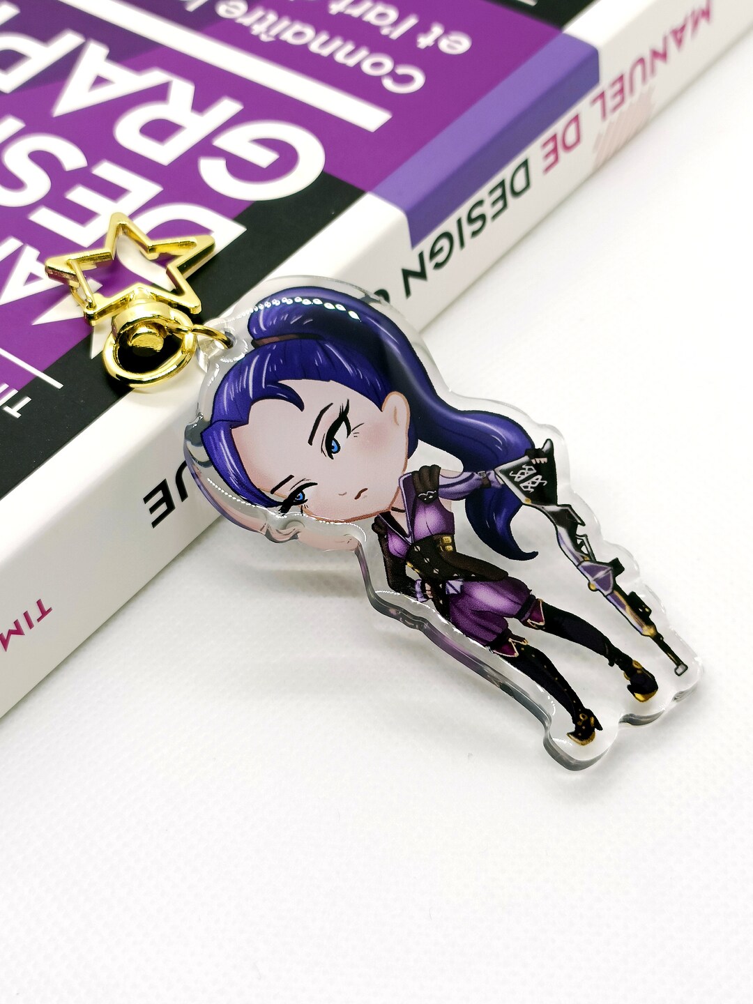 Keychain Caitlyn ARCANE Chibi- Metal Acrylic Plastic Skin League of ...