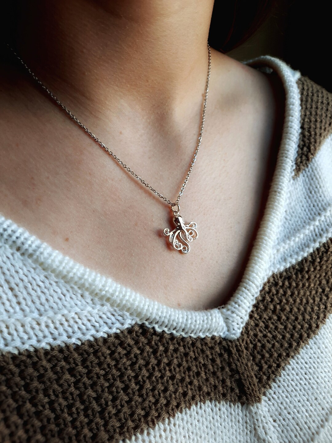 Silver Octopus Necklace Silver Necklace With Octopus Pendant and ...