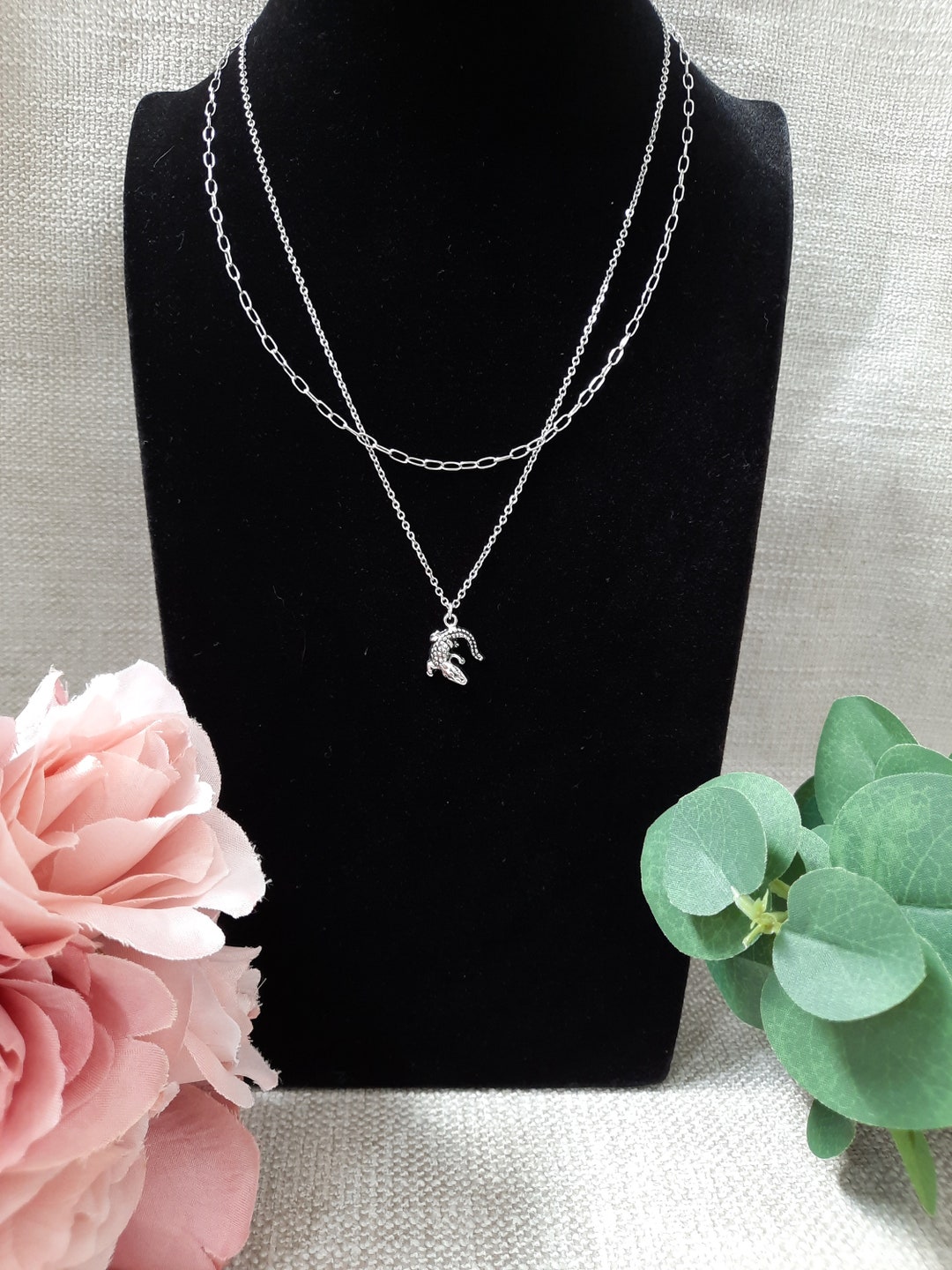 Silver Layered Alligator Necklace Paperclip Chain Layered Silver ...