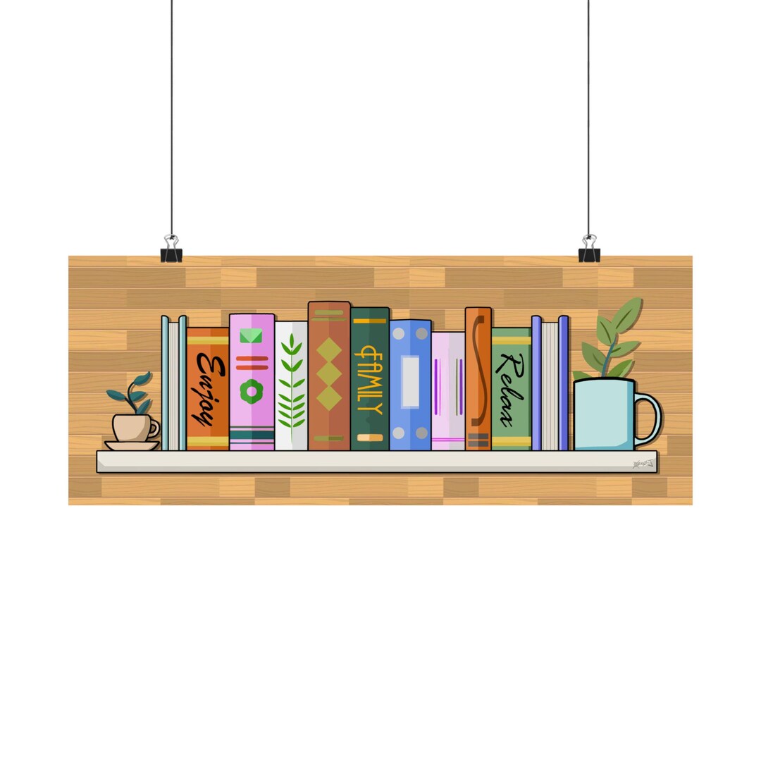 Library Shelf 20" X 8" Matte Poster - Etsy
