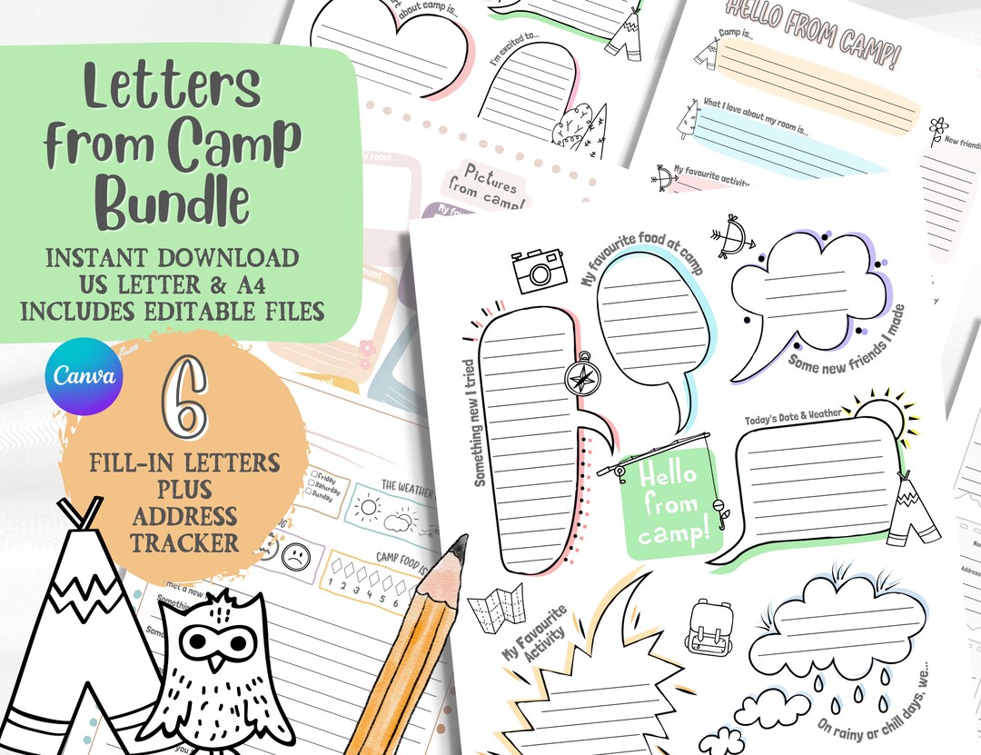 Printable Letter From Camp, Summer Camp, Fill in Camp Letter, Summer ...