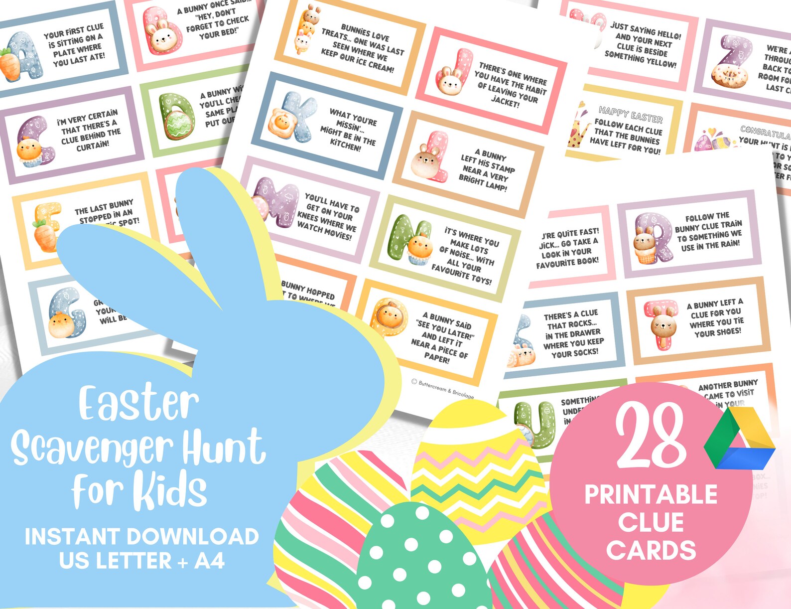 Easter Scavenger Hunt, Indoor Scavenger Hunt for Kids With Clue Cards ...