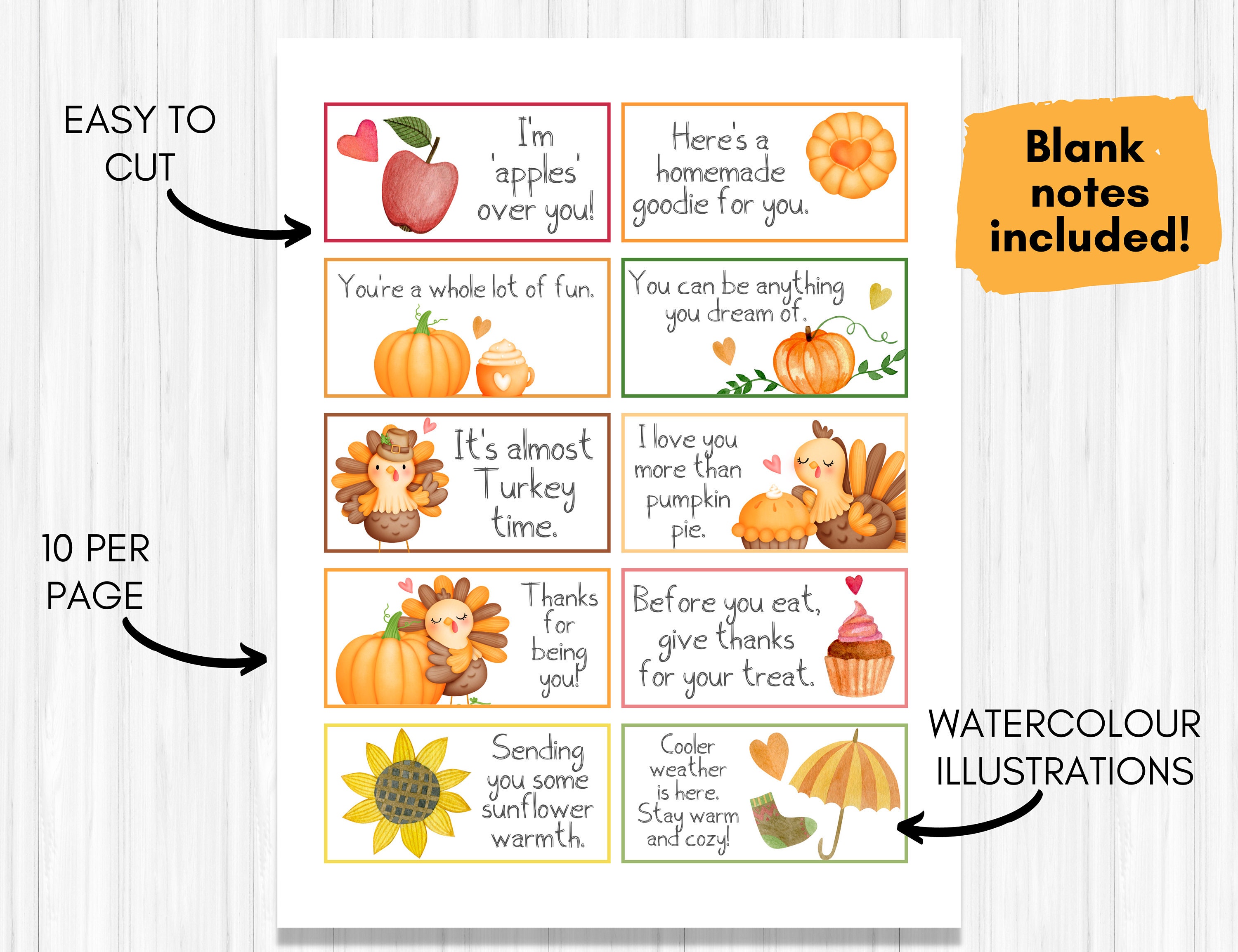 Thanksgiving Lunch Box Notes for Kids, Editable Fall Lunchbox Notes ...