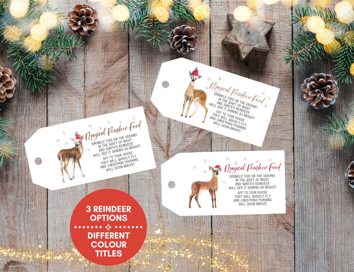 Printable Reindeer Food Tags, Magical Reindeer Food Tag, Christmas Eve ...