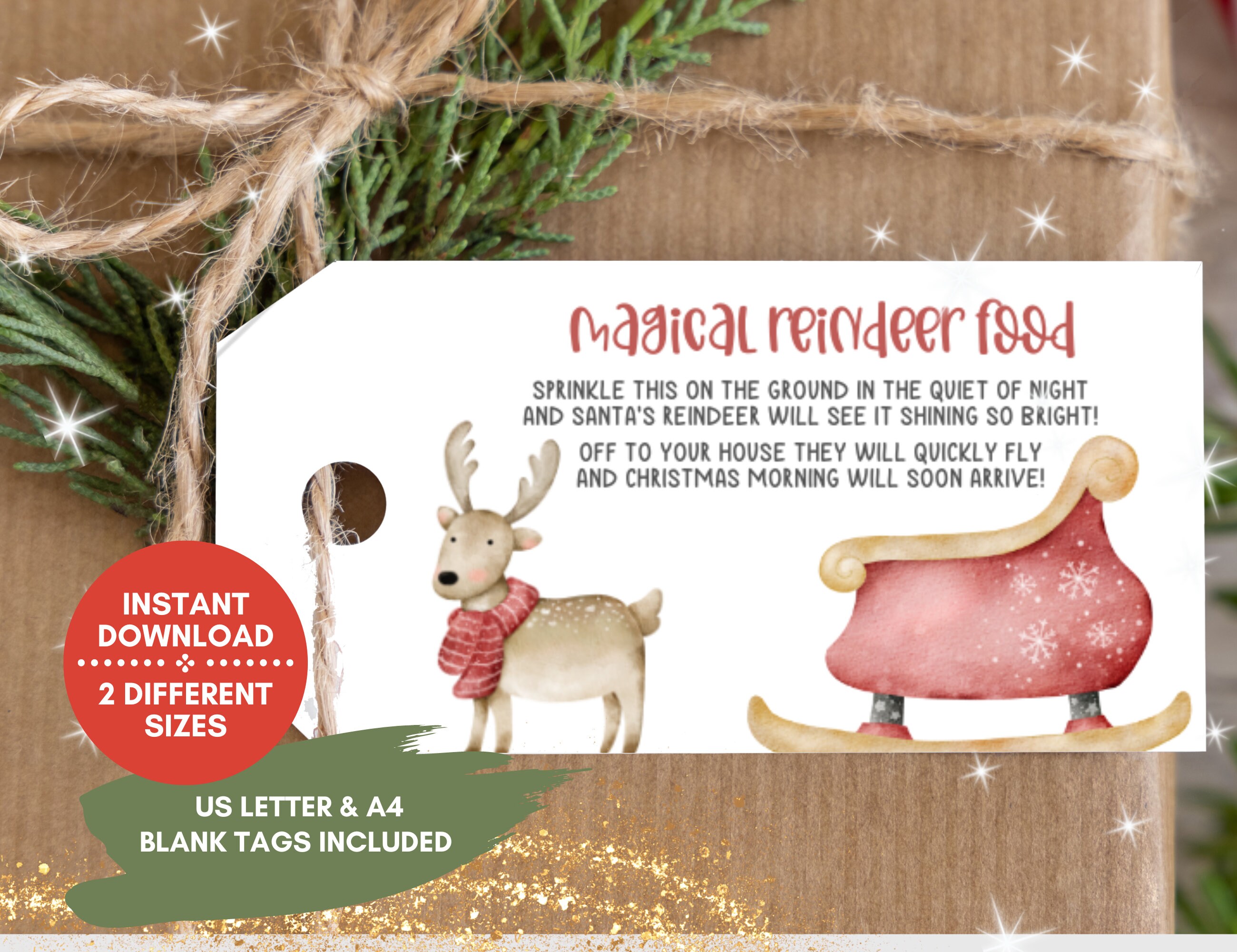 Printable Reindeer Food Tags, Magical Reindeer Food Tag, Christmas Eve ...