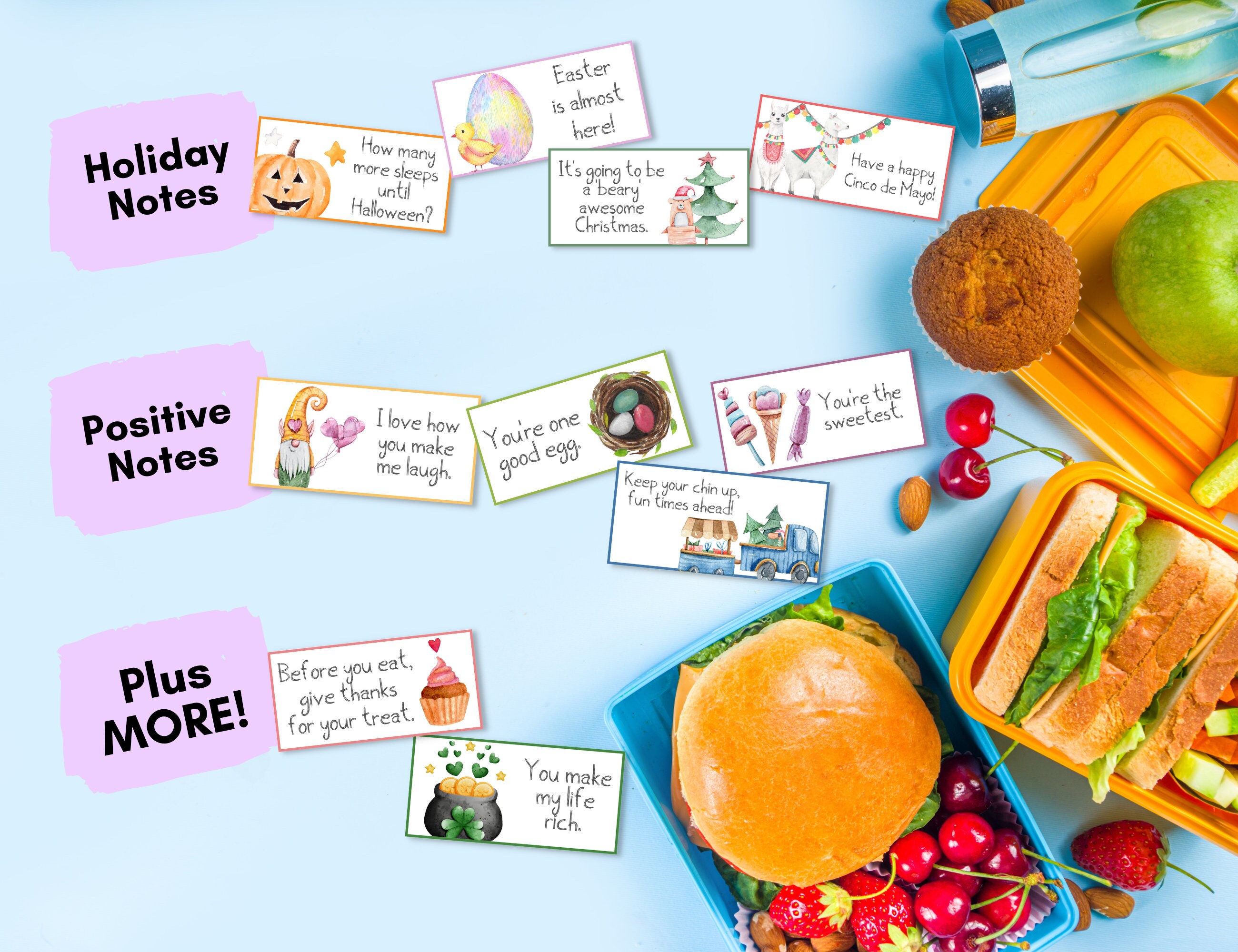 Editable Holiday-themed Lunch Note Kid, Editable Lunchbox Note ...