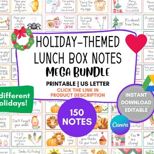 Thanksgiving Lunch Box Notes for Kids, Editable Fall Lunchbox Notes ...