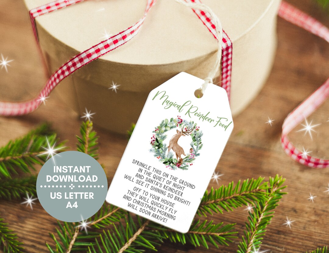 Magical Reindeer Food Tags, Reindeer Food Printable Tag, Christmas Eve ...