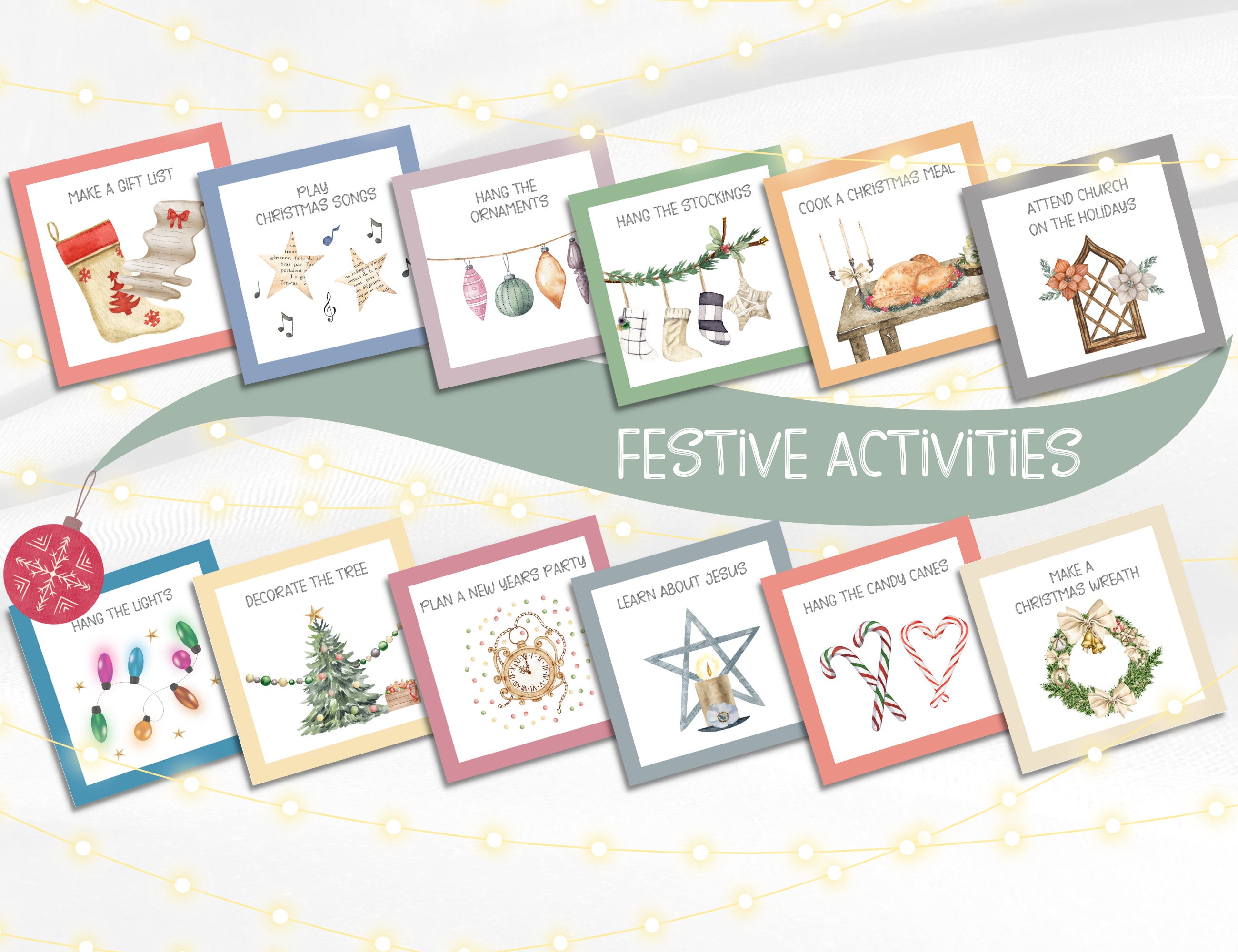 Advent Activity Cards, Kids Advent Calendar Activities, Printable ...
