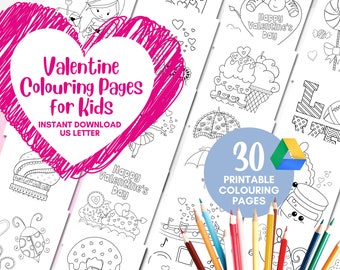 Valentine Coloring Pages for Kids BUNDLE, Toddler Coloring Pages, Kid ...