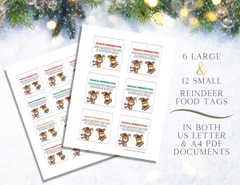 Printable Reindeer Food Tags, Magical Reindeer Food Tag, Christmas Eve ...