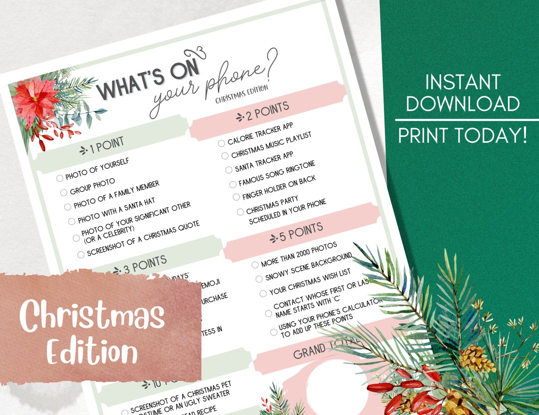 What's on Your Phone? Christmas Party Game, Christmas Games, Phone Game ...