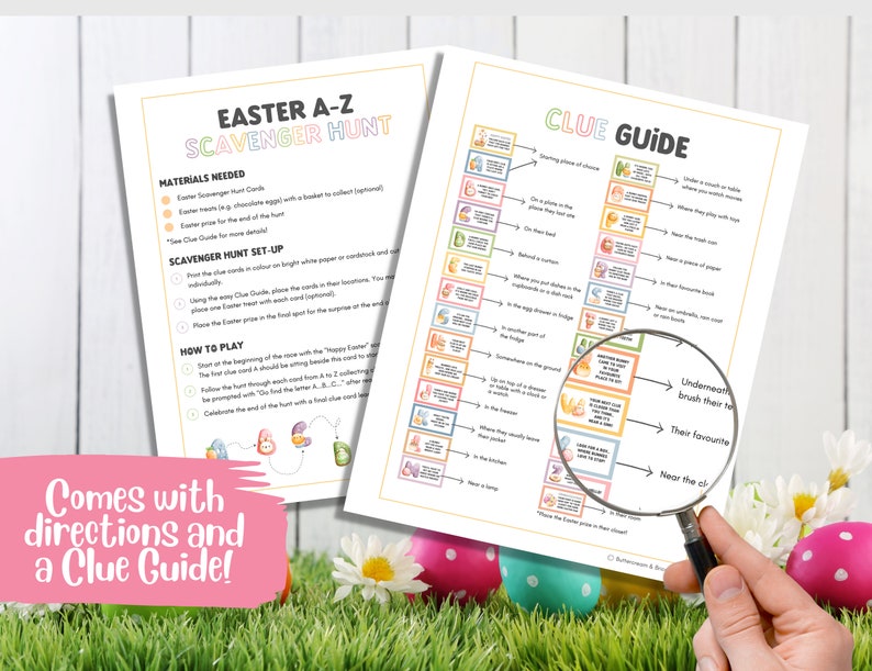 Easter Scavenger Hunt, Indoor Scavenger Hunt for Kids With Clue Cards ...