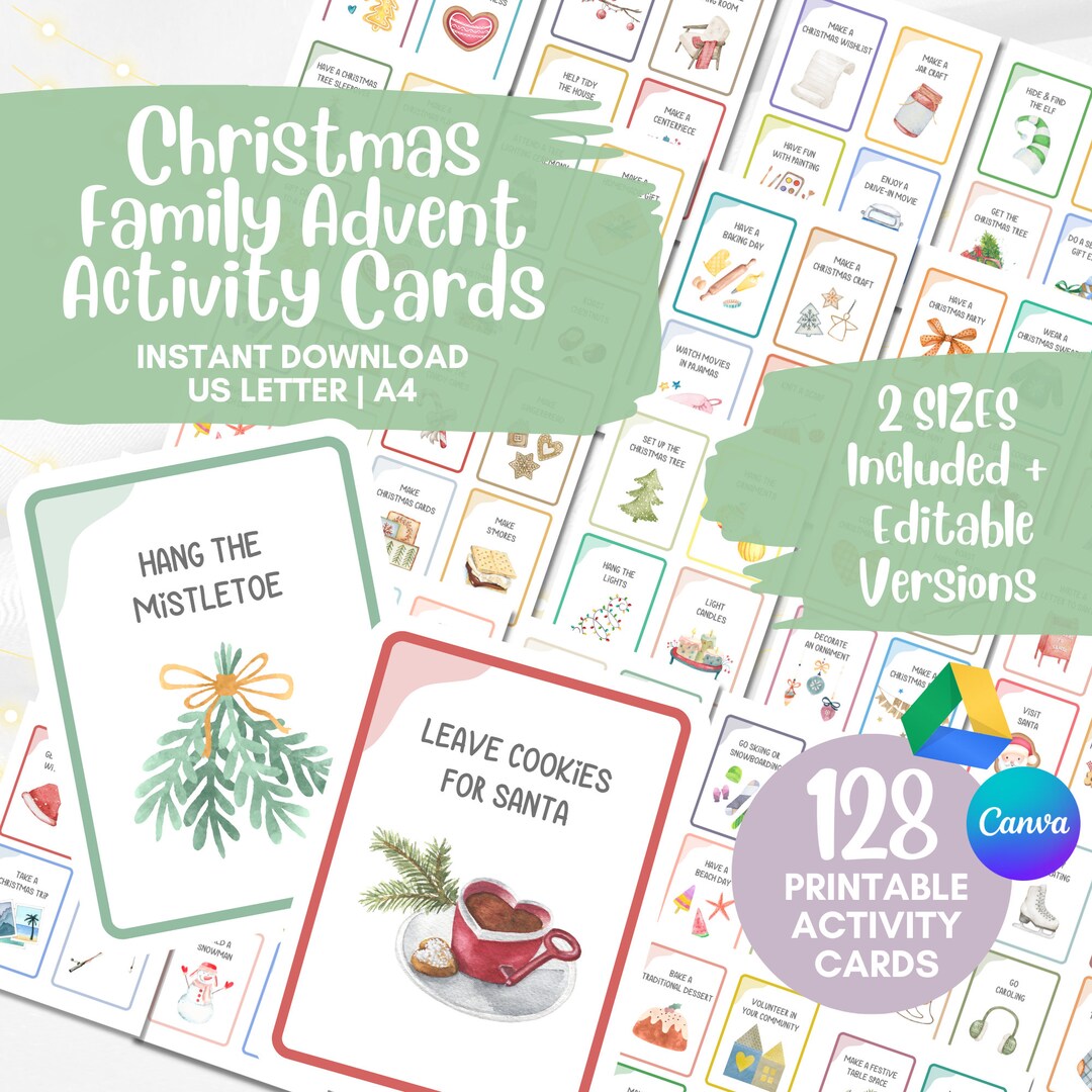Advent Activity Cards, Kids Advent Calendar Activities, Printable ...