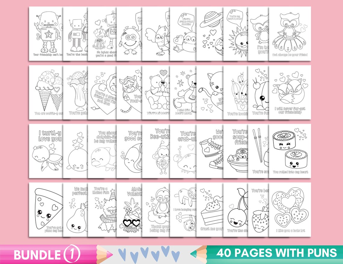 Valentine Coloring Pages for Kids BUNDLE, Toddler Coloring Pages, Kid ...