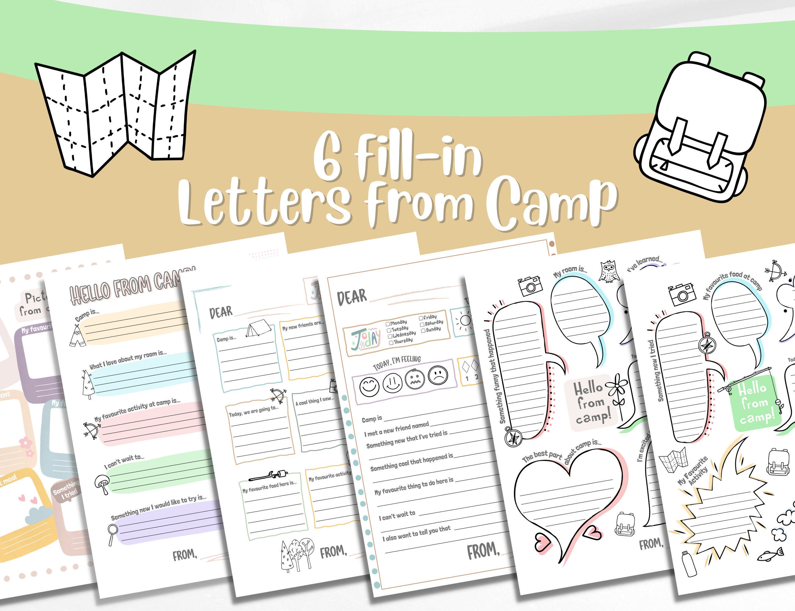 Printable Letter From Camp, Summer Camp, Fill in Camp Letter, Summer ...